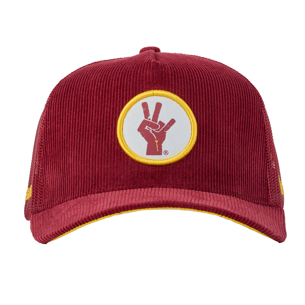ASU - Pitchfork Hand Mark Corduroy Trucker Mesh (Maroon/Gold) – d ...